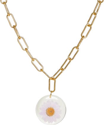 Dauphinette Pressed Neon Daisy Pendant Chain Necklace | Nordstrom