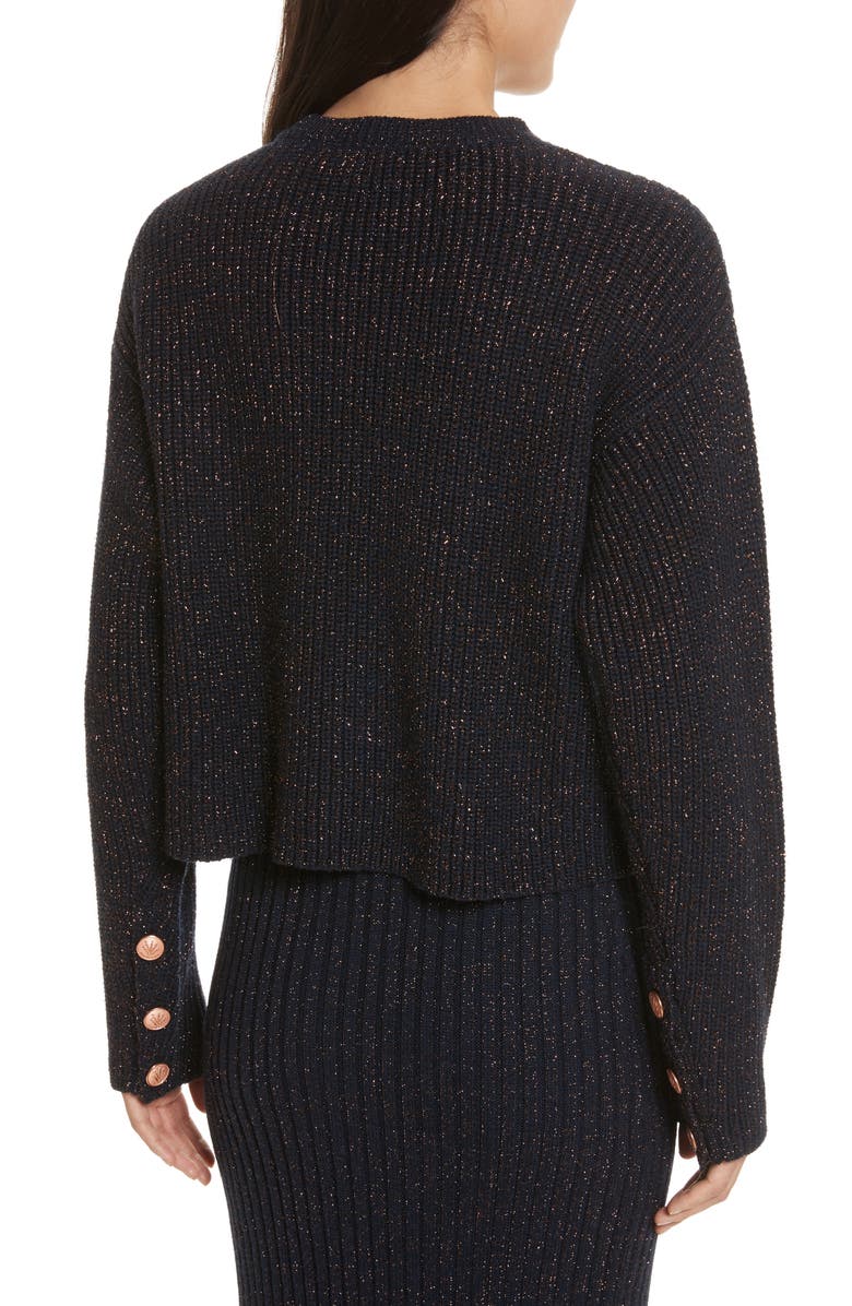 rag & bone Leyton Metallic Knit Merino Wool Blend Sweater | Nordstrom