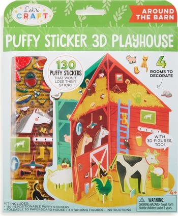 BRIGHT STRIPES Around the Barn 3D Playhouse Puffy Sticker Set | Nordstrom
