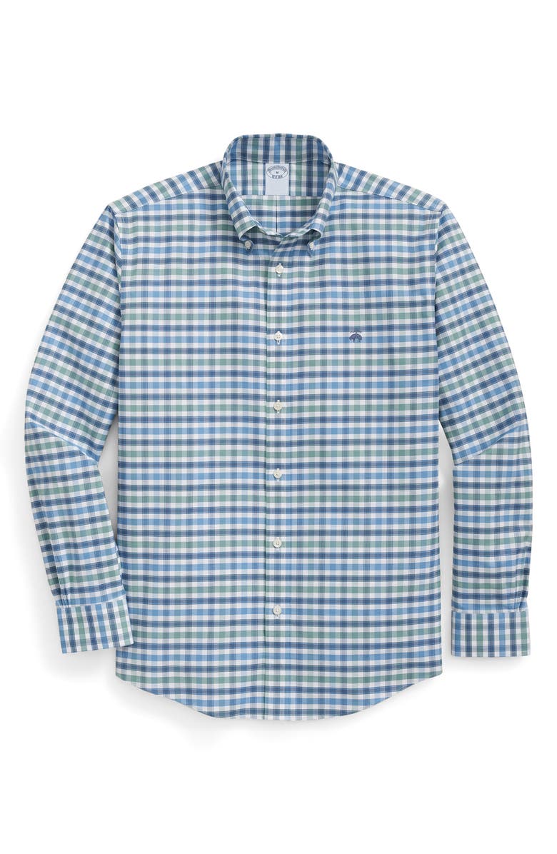 Brooks Brothers Regular Fit Check Stretch Cotton Button-Down Oxford ...