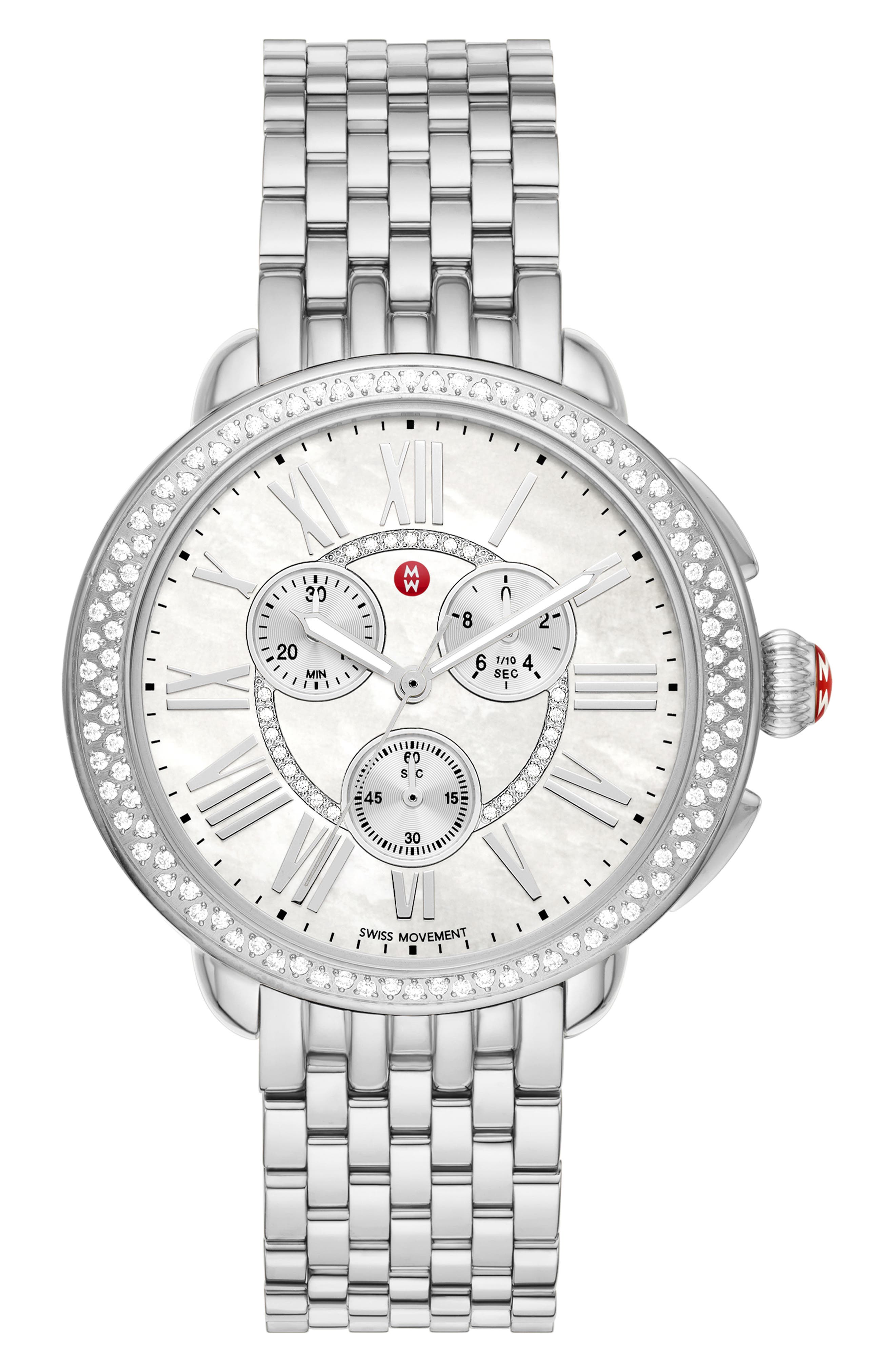 MICHELE Serein Diamond Bracelet Chronograph Watch, 40mm x 38mm | Nordstrom