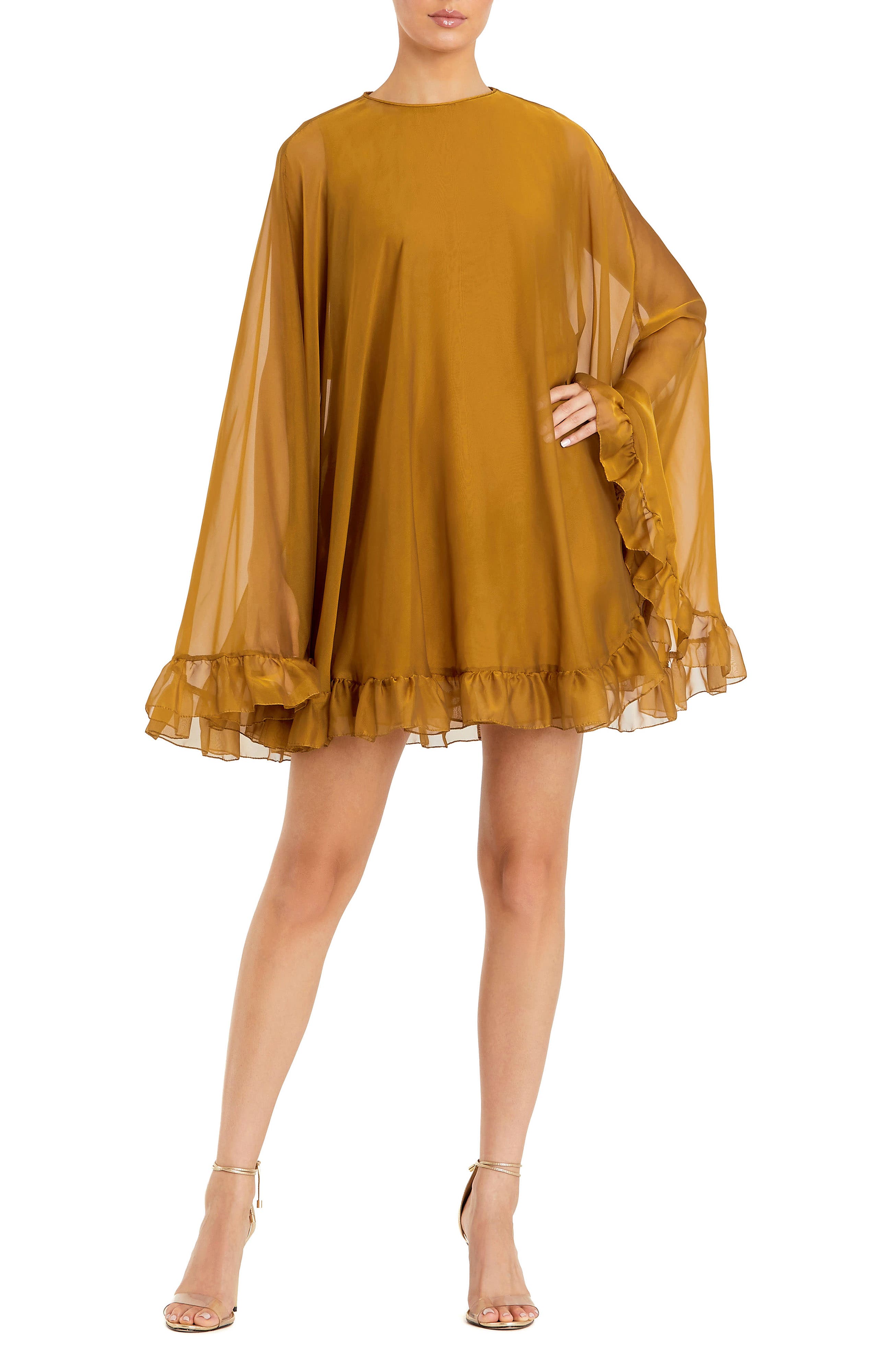 Mac Duggal High Neck Ruffle Hem Cape Mini Dress | Nordstrom