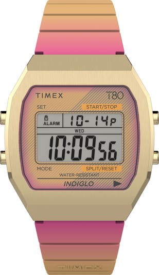 Timex® T80 Digital Chronograph Resin Strap Watch, 36.5mm | Nordstrom