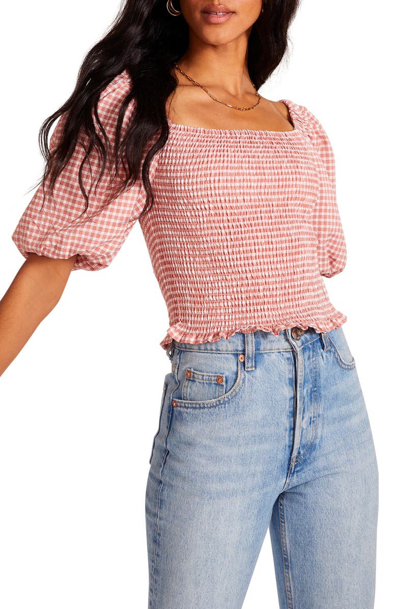 BB Dakota by Steve Madden Sunshine Superwoman Smocked Puff Sleeve Top ...