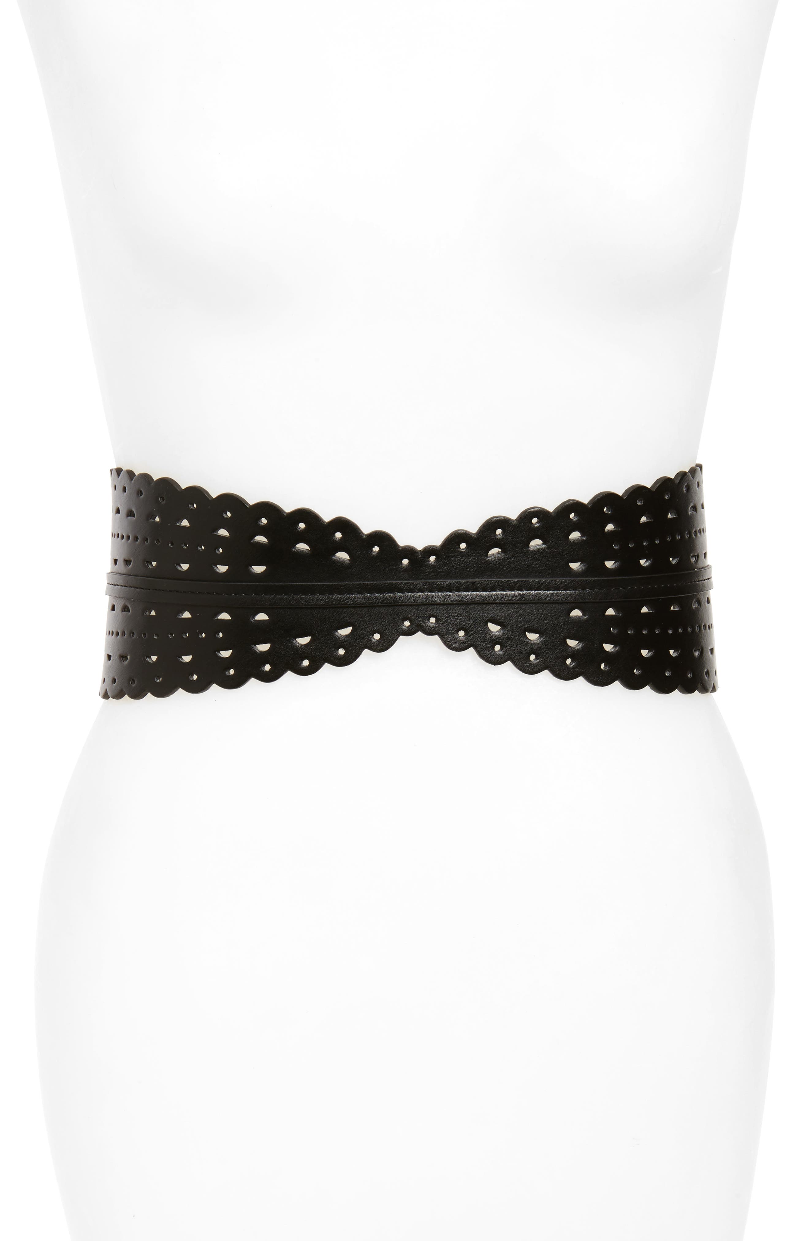 Halogen® Scallop Laser Cut Corset Belt | Nordstrom
