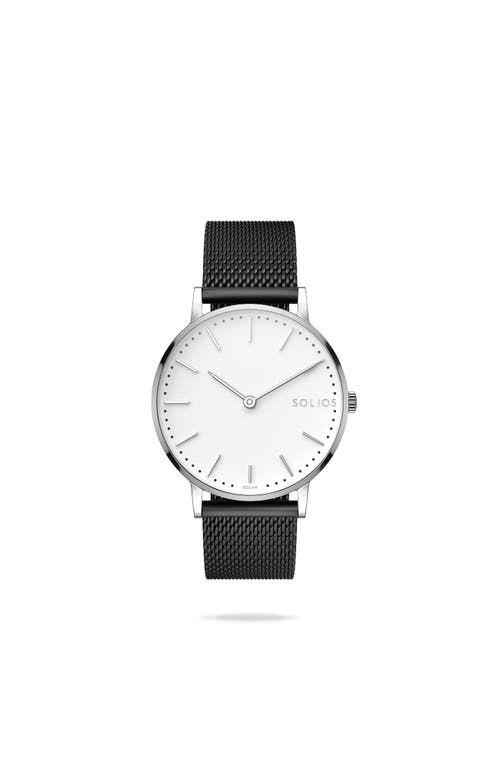 Solios Watches The Solar Classic | White Dial In Black Mesh Metal ...