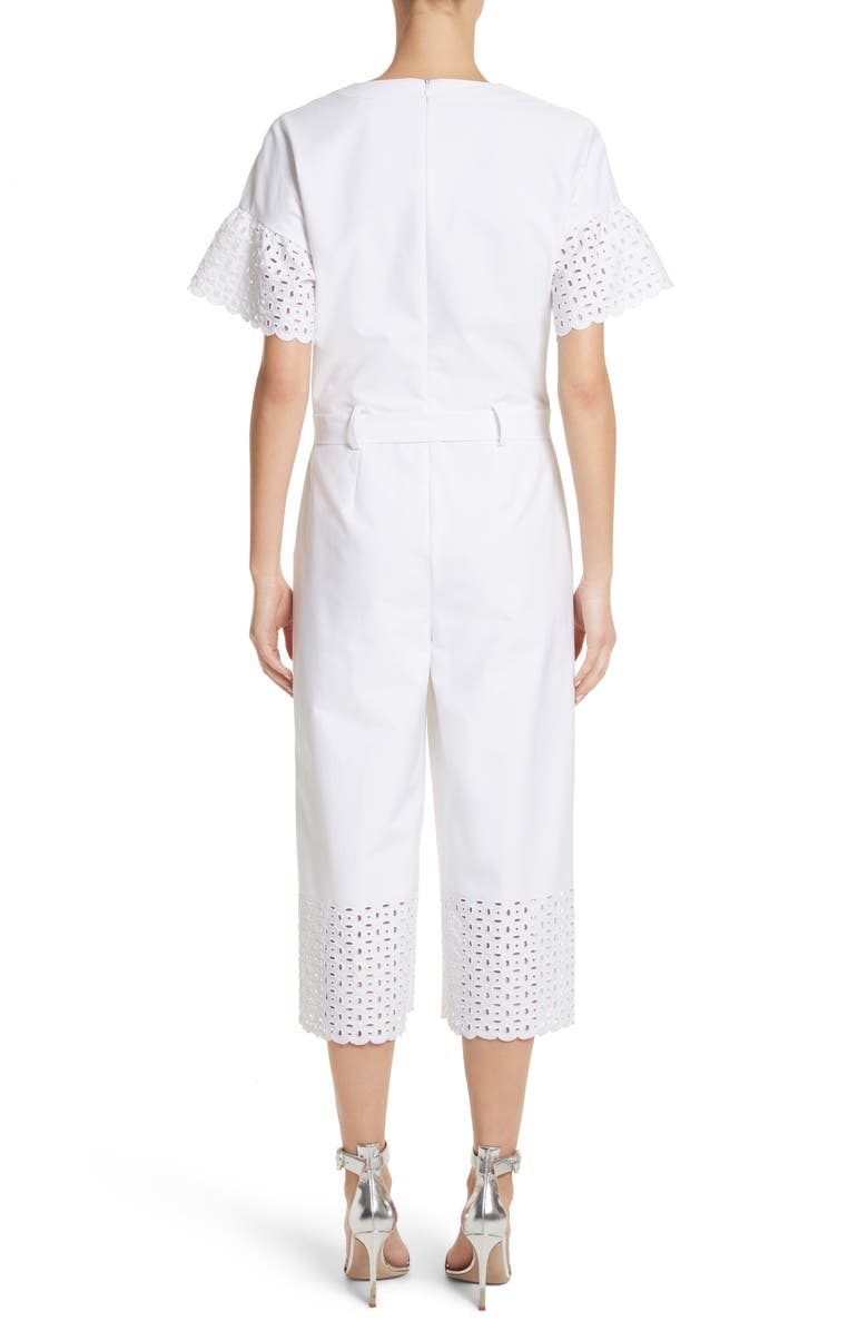 St. John Collection Eyelet Trim Stretch Twill Jumpsuit | Nordstromrack