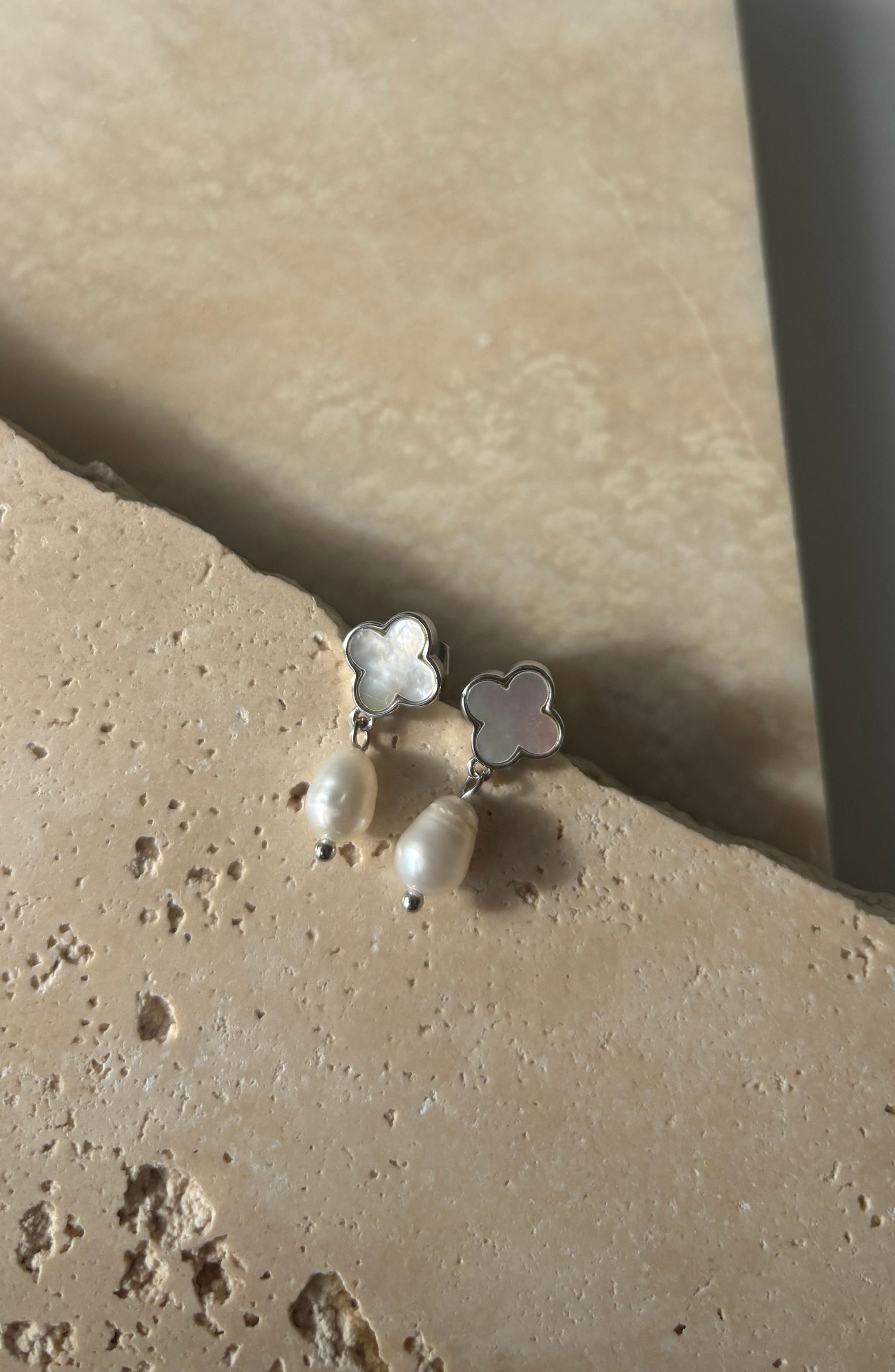 Adornia Mother-of-Pearl Clover & Faux Pearl Earrings | Nordstromrack