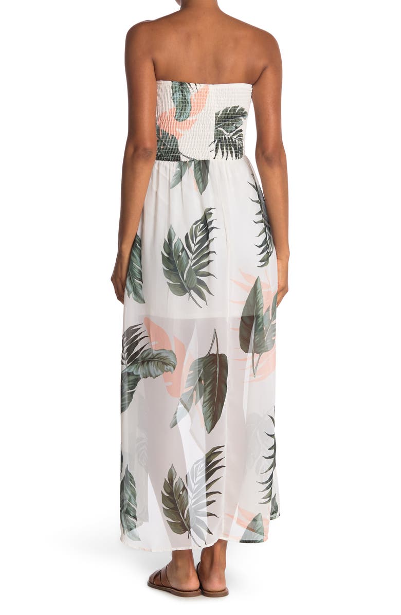 STILLETTOS Strapless Palm Leaf Print High/Low Dress | Nordstromrack