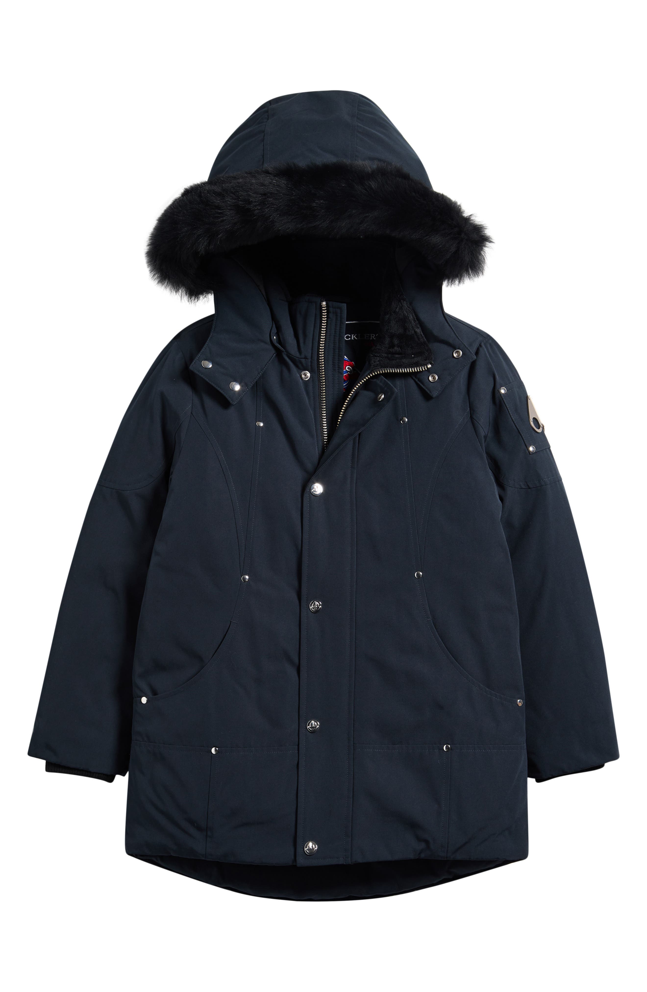 Moose Knuckles Kids' Down Parka With Removable Genuine Shearling Trim ...