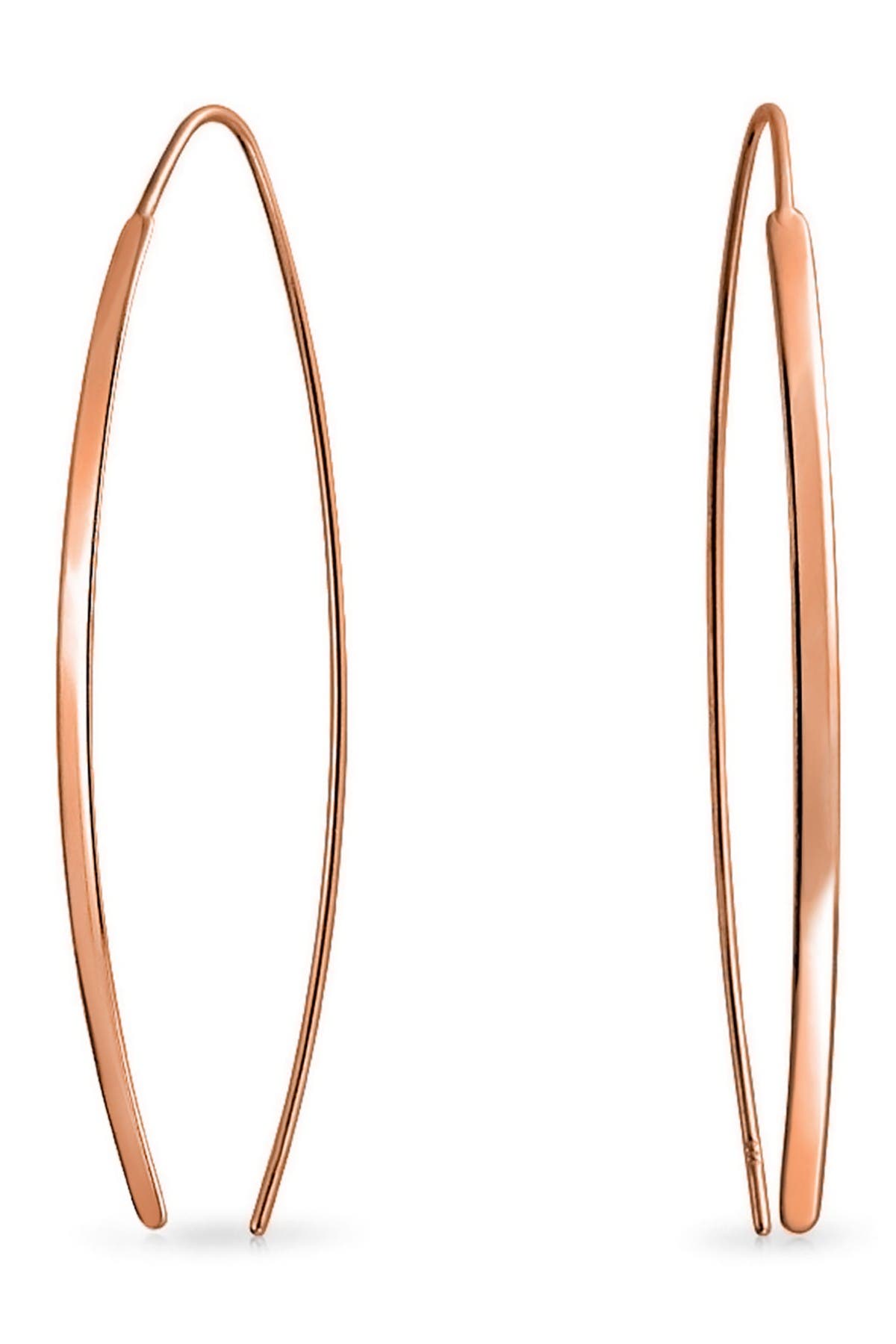 BLING JEWELRY Rose Gold Plated Sterling Silver Oval Threader Drop ...