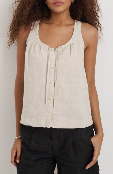 Women's 100% Linen Button Up Tops | Nordstrom
