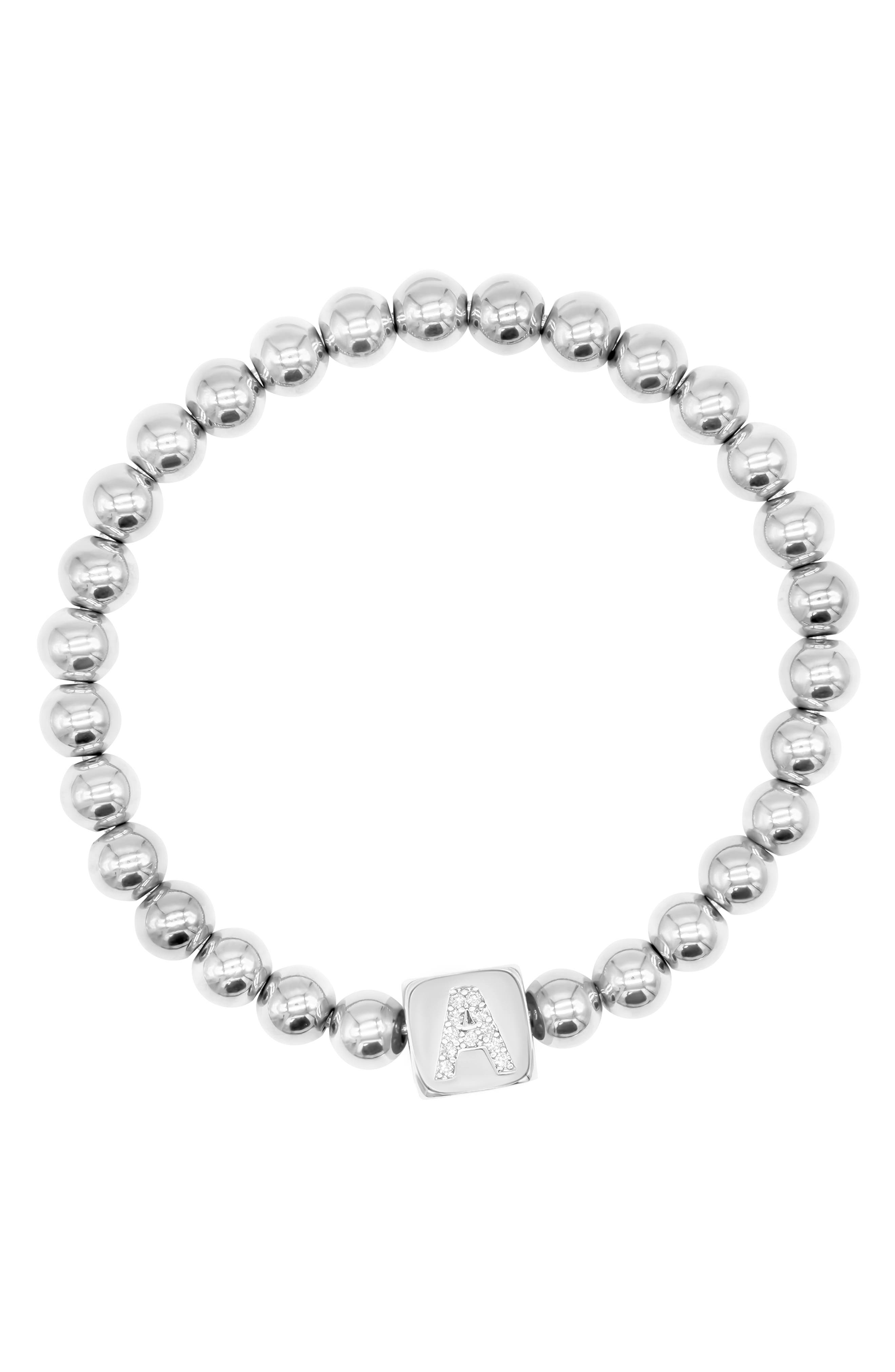 Adornia Initial Cube Charm Stretch Bracelet | Nordstromrack