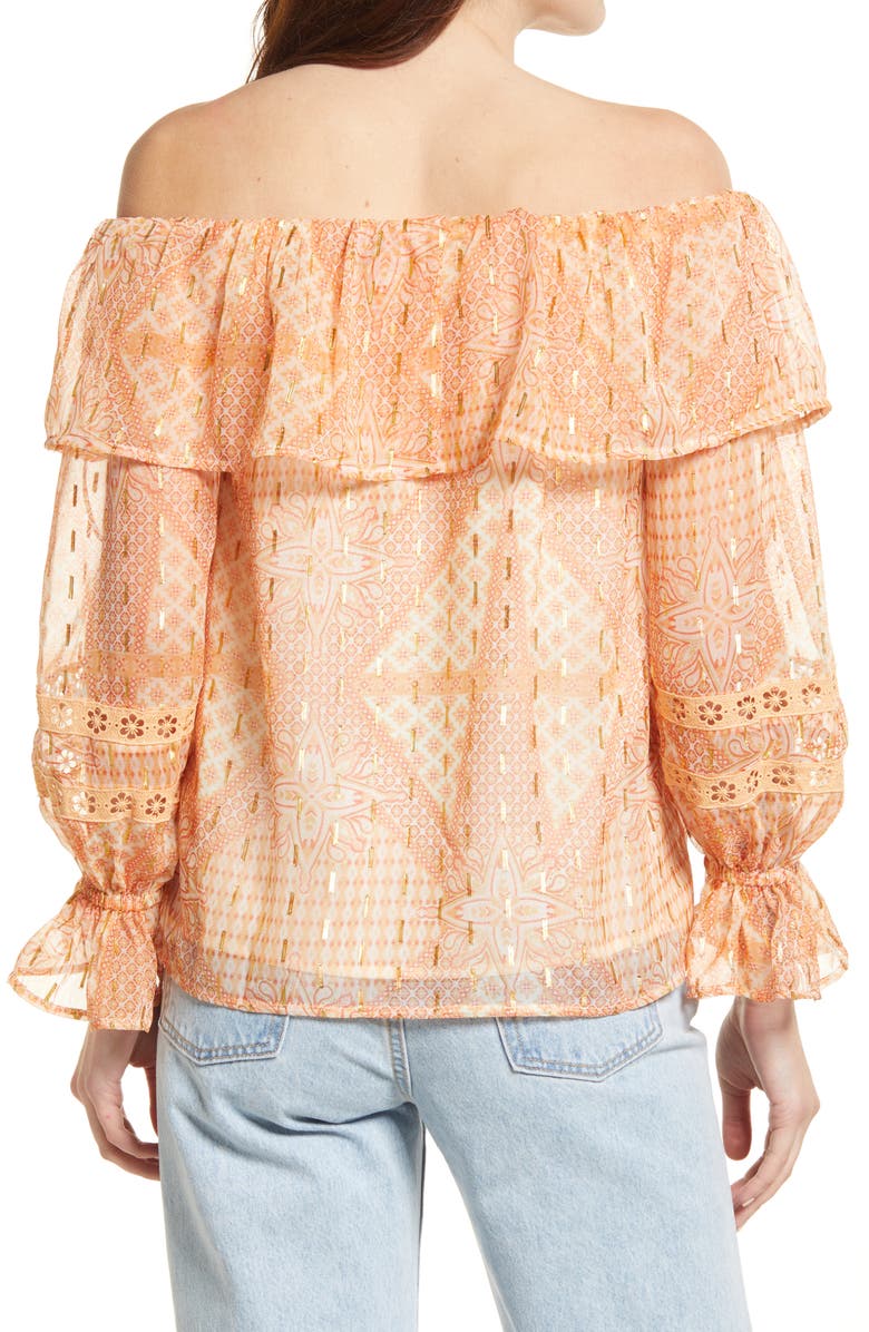 River Island Geo Print Off the Shoulder Blouse | Nordstromrack