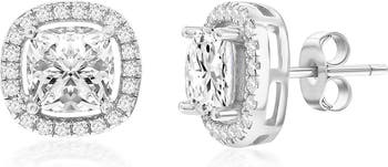 SIMONA Square Halo Cubic Zirconia Stud Earrings | Nordstromrack
