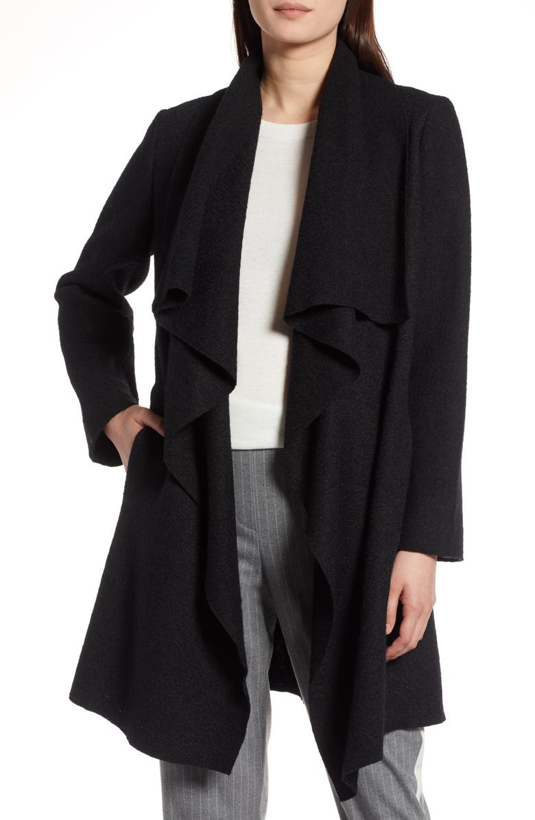Halogen® Boiled Wool Blend Drape Front Coat | Nordstromrack