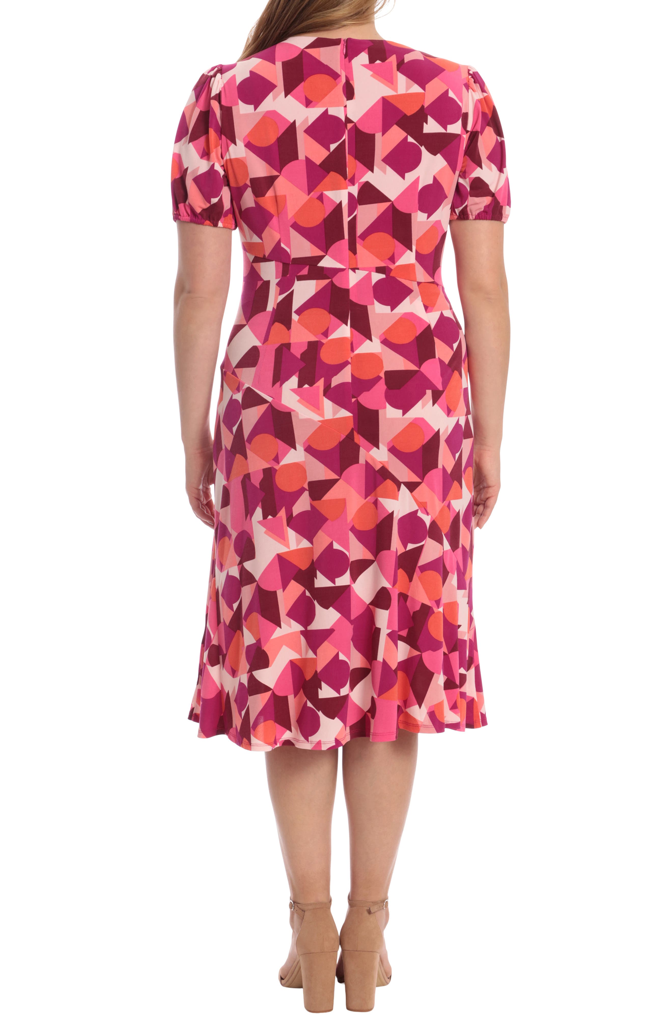 Donna Morgan Geo Print Short Sleeve Fit & Flare Dress | Nordstromrack