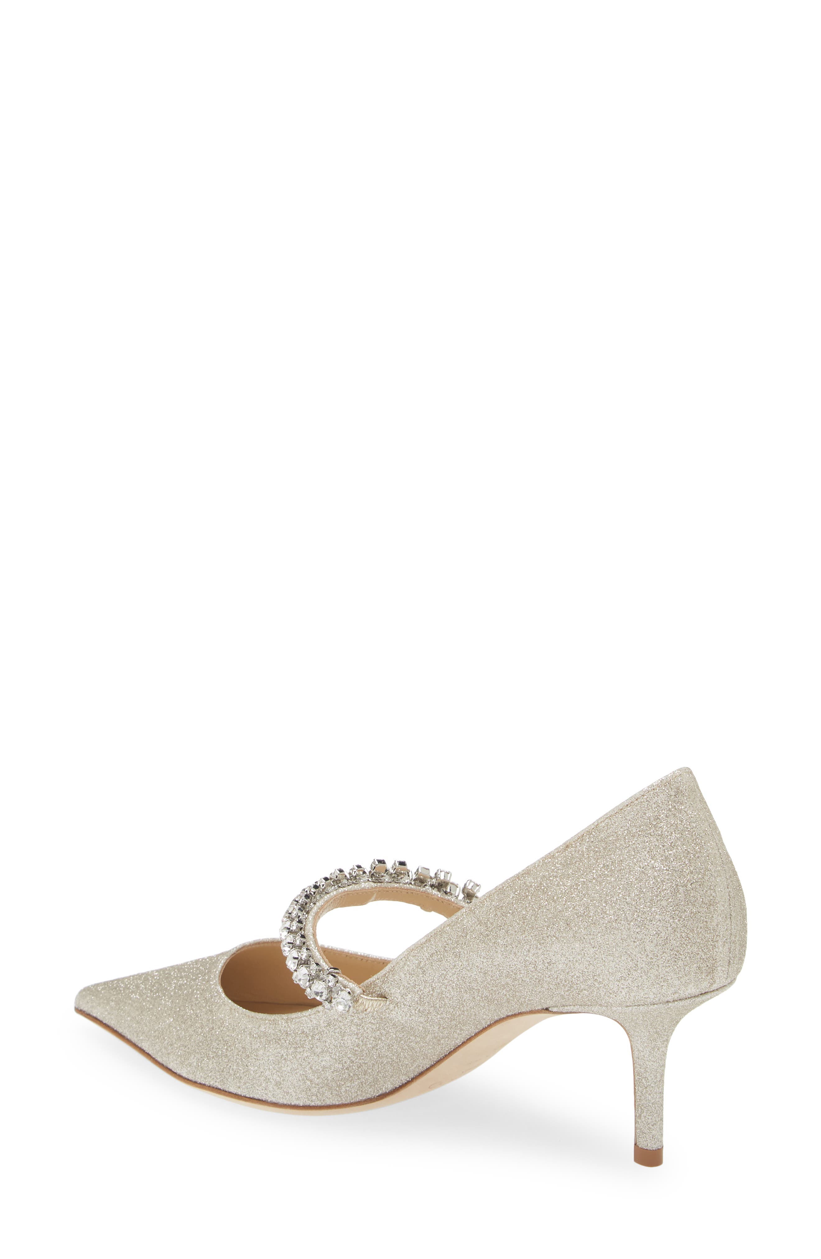 Jimmy Choo Bing Crystal Embellished Pointed Toe Glitter Mary Jane Pump ...