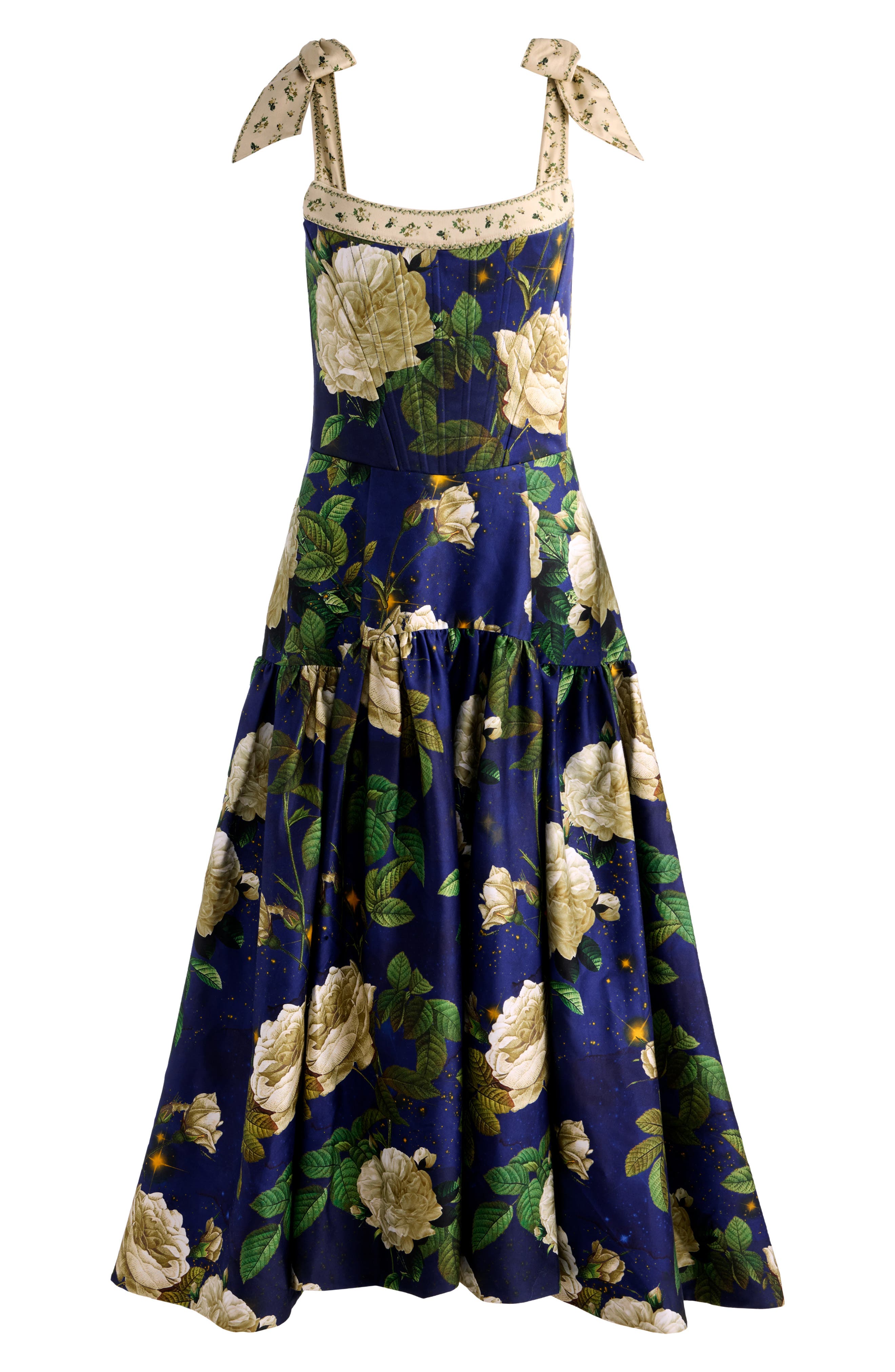 Alice + Olivia Rosalee Tie Strap Corset Stretch Cotton High-Low Dress ...