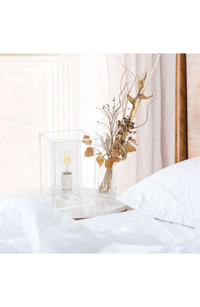 LALIA HOME White Framed Table Lamp with Clear Cylinder Glass Shade ...