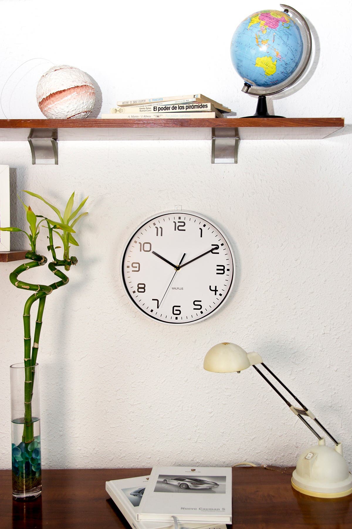 WALPLUS White ChicTime White 25cm Wall Clock Silent Movement Home ...