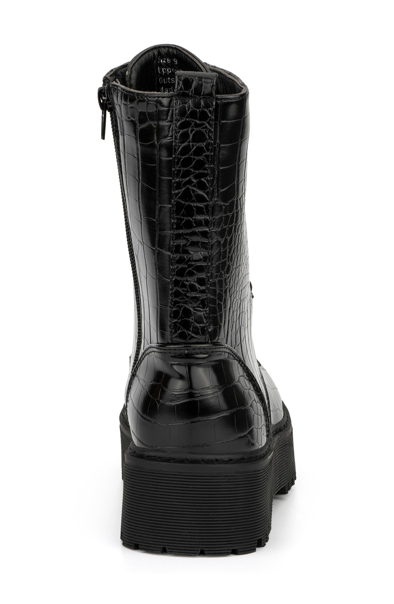 OLIVIA MILLER Freya Croc Embossed Lug Sole Lace-Up Boot (Women ...