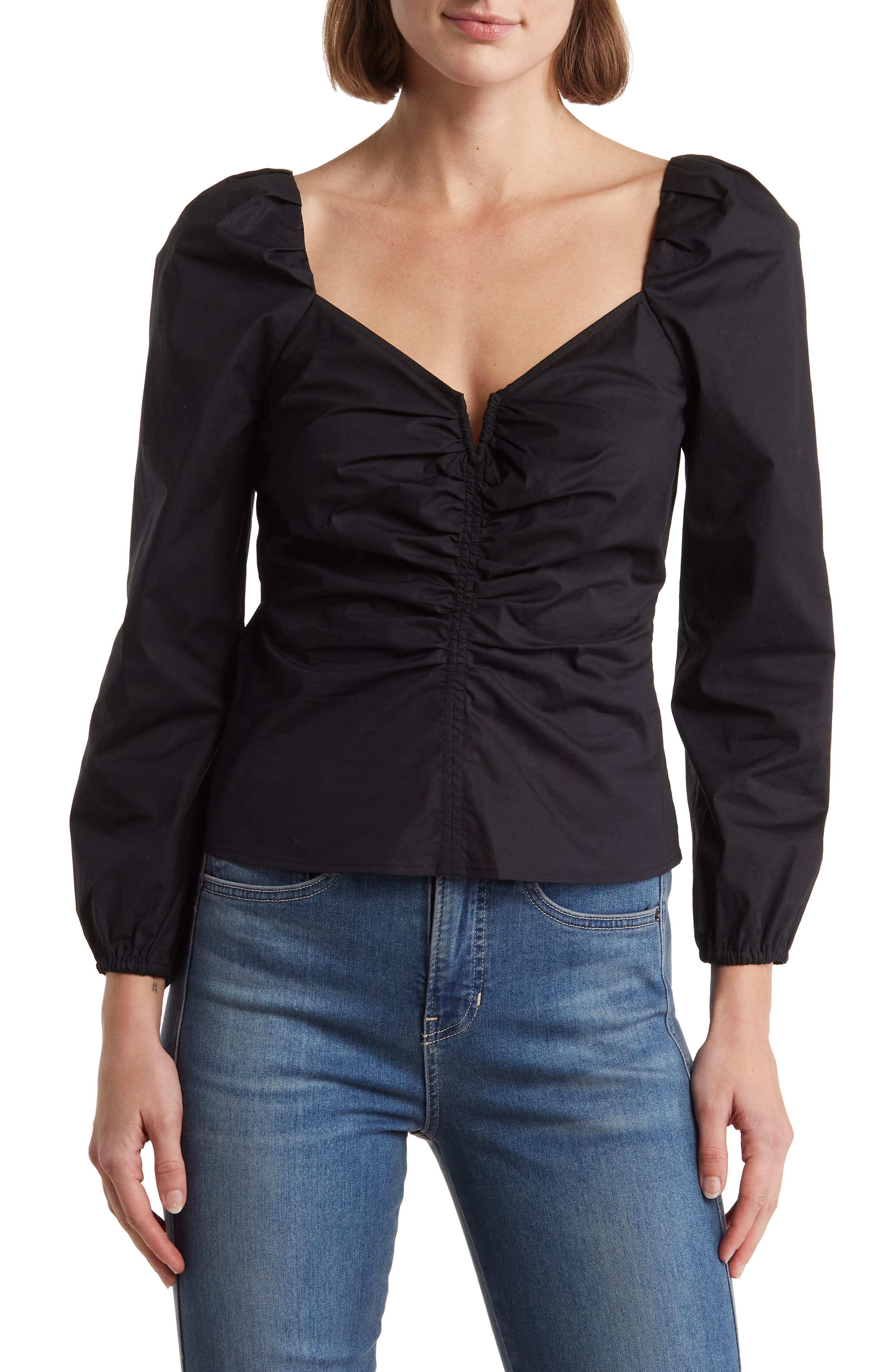 Veronica Beard Zhou Sweetheart Neck Stretch Cotton Blouse | Nordstromrack
