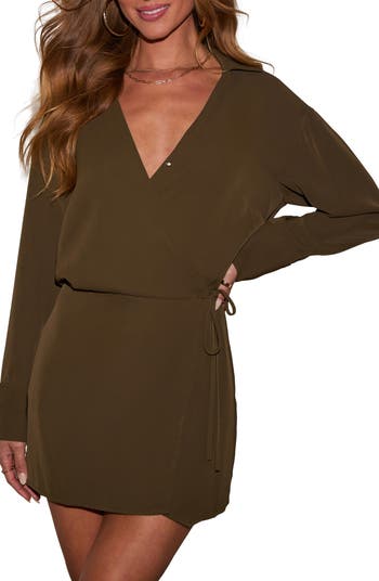 VICI Collection Drey Long Sleeve Wrap Minidress | Nordstrom