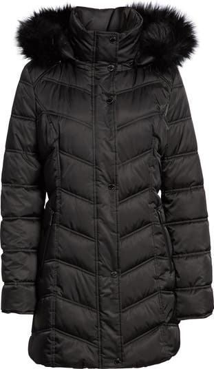 Kenneth Cole New York Faux Fur Trim Puffer Jacket | Nordstromrack