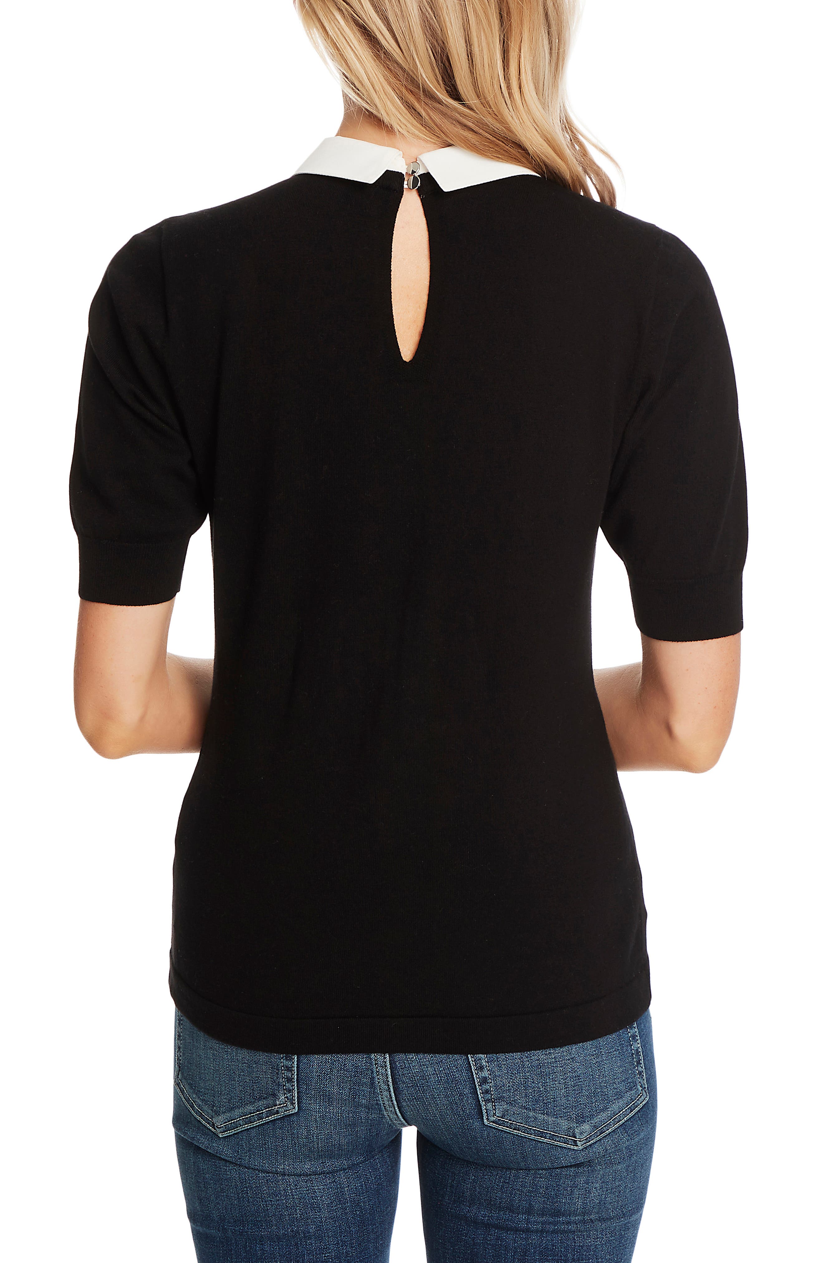 CeCe Embellished Collar Short Sleeve Sweater | Nordstromrack
