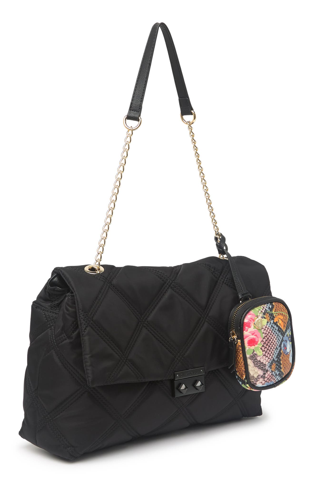Betsey Johnson Nylon Flap Shoulder Bag & Snake Embossed Pouch Set ...