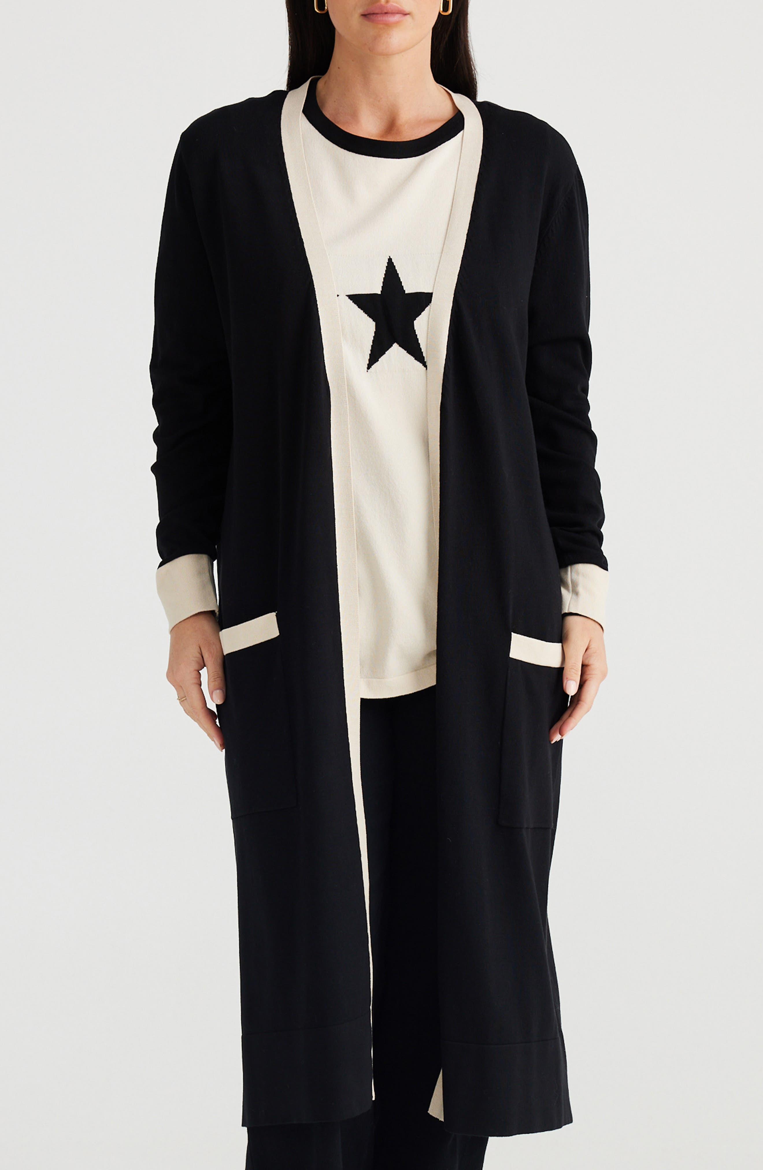 Brave+True St. Moritz Tipped Duster Cardigan | Nordstromrack