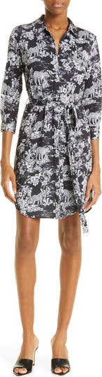 L'AGENCE Addison Floral Print Shirtdress | Nordstromrack