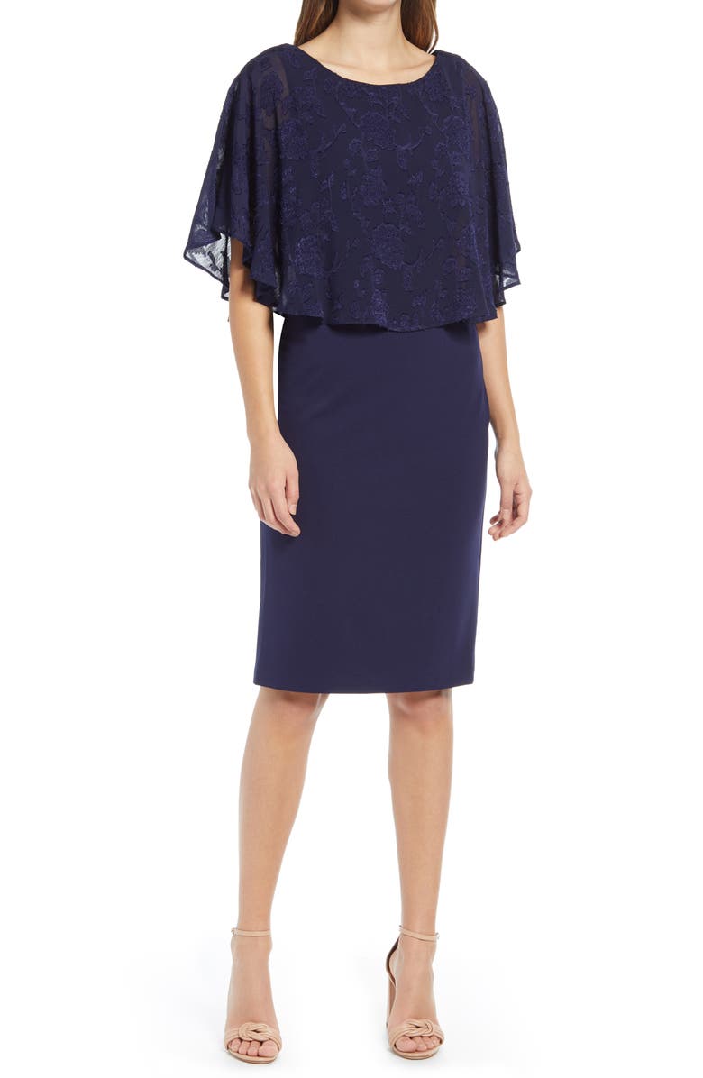 Connected Apparel Chiffon Burnout Cape Dress | Nordstrom