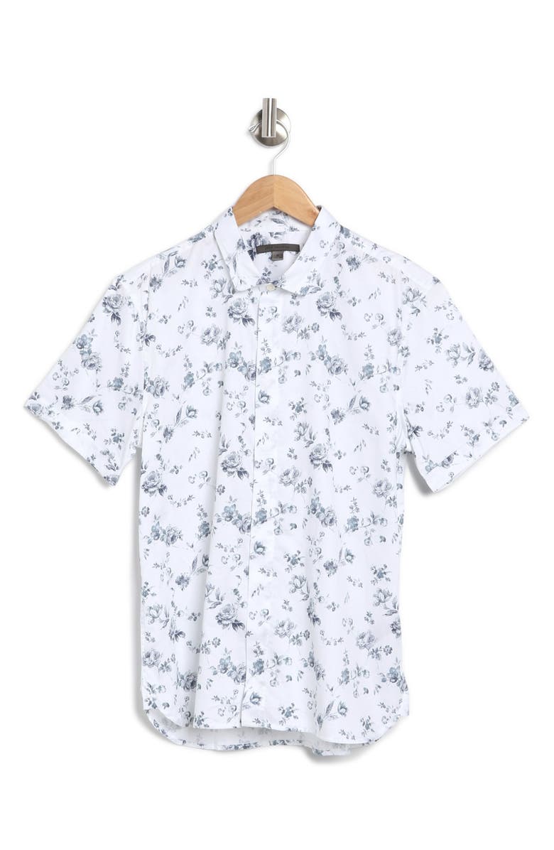 John Varvatos Loren Floral Print Short Sleeve Cotton Button-Up Shirt ...