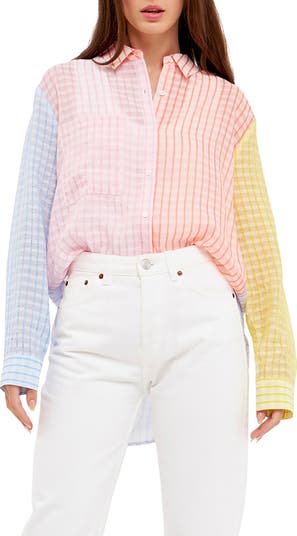 English Factory Stripe Colorblock Button-Up Shirt | Nordstrom