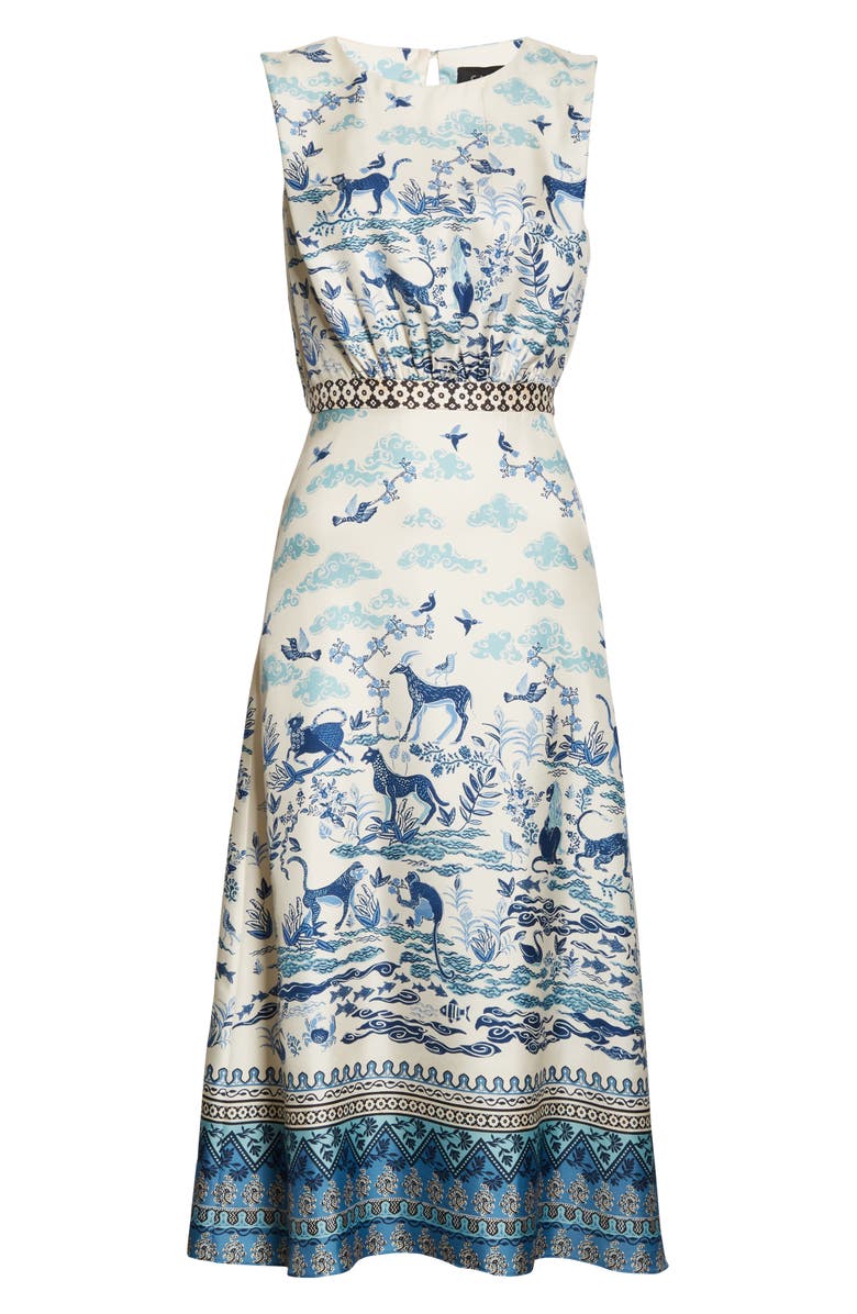 SALONI Fleur Print Split Back Silk Dress | Nordstrom