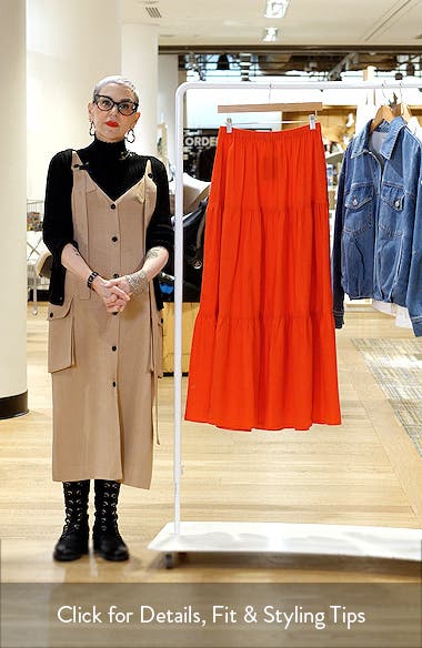 Brave+True Erini Tiered Linen Blend Maxi Skirt | Nordstrom