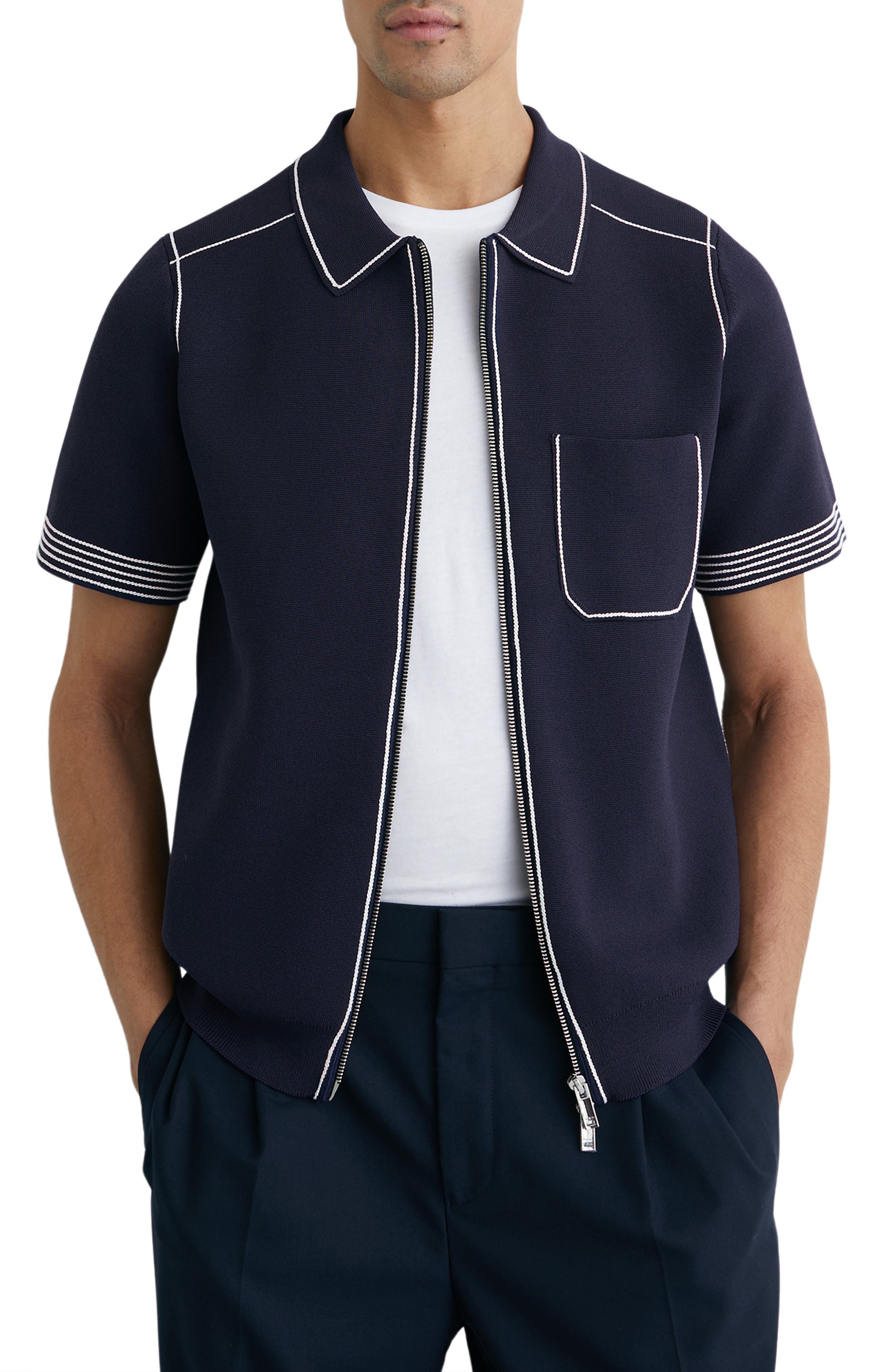 Reiss Blake Piped Zip Shirt | Nordstrom