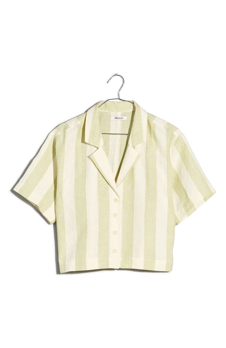 Madewell Springy Stripe Resort Linen Crop Shirt | Nordstromrack
