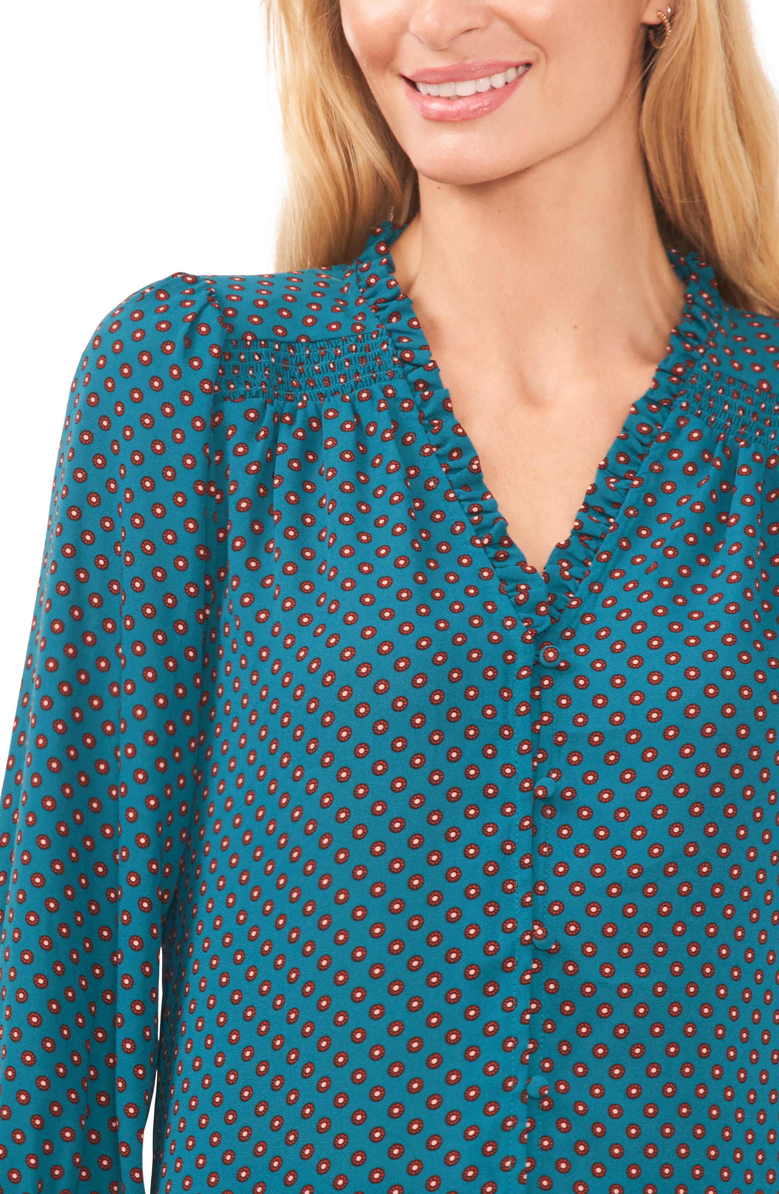 CeCe Frill Dot Blouse | Nordstromrack