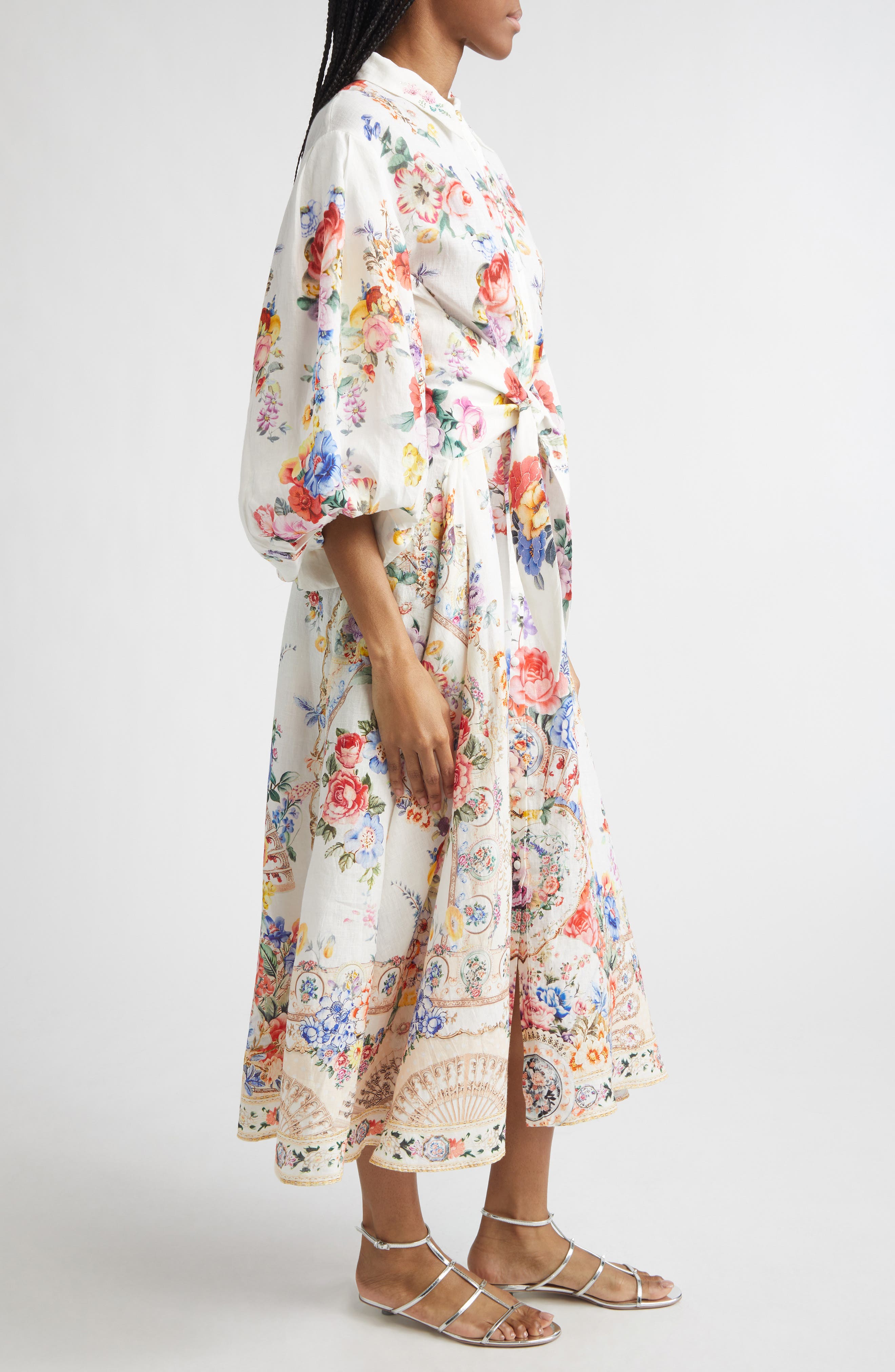 Camilla I Left My Heart in Granada Print Tie Waist Linen Shirtdress ...