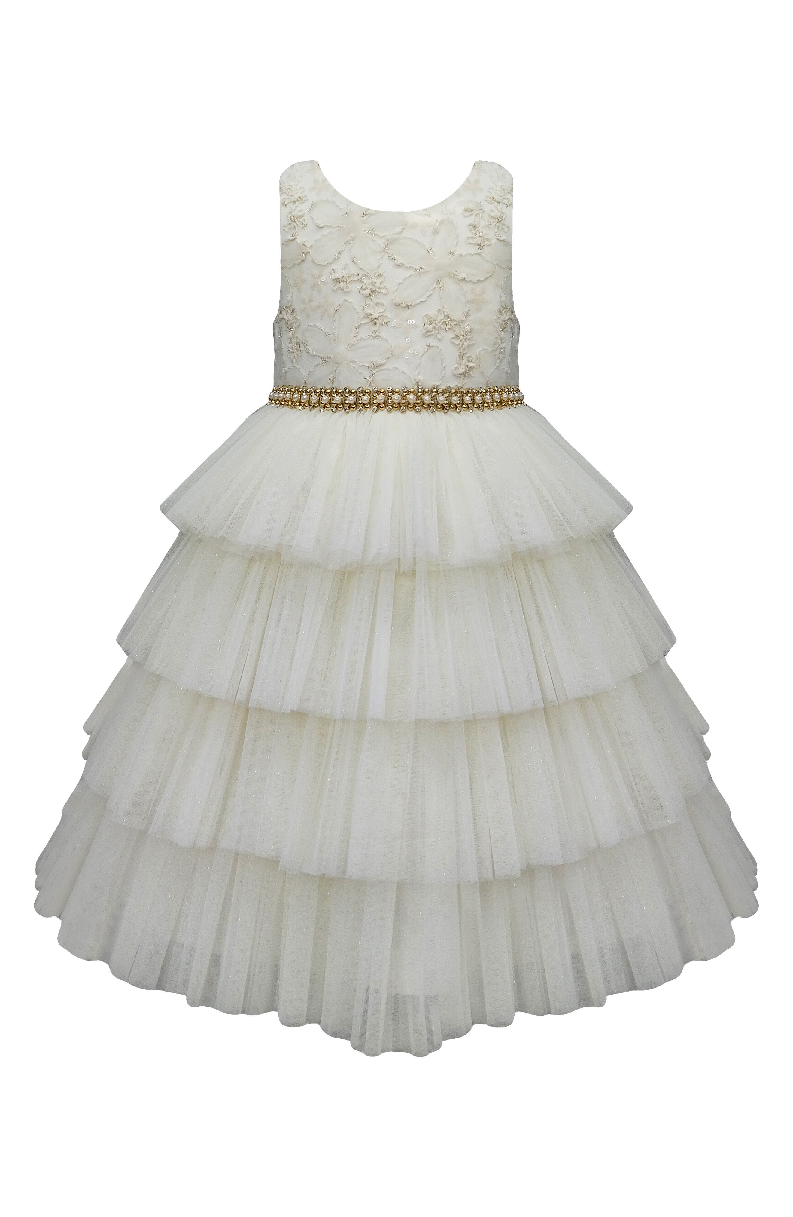 AMERICAN PRINCESS Kids' Floral Tiered Tulle Party Dress | Nordstromrack
