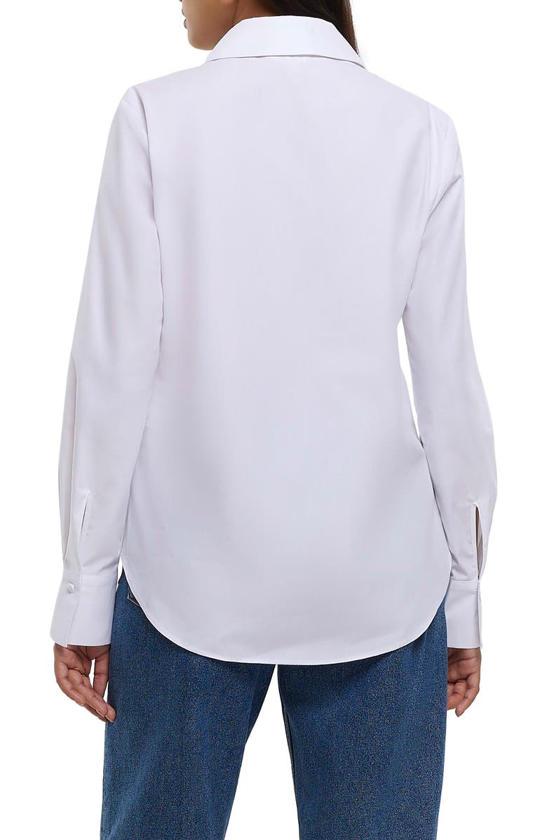 River Island Trim Fit Corsage Detail Poplin Button-Up Shirt | Nordstromrack