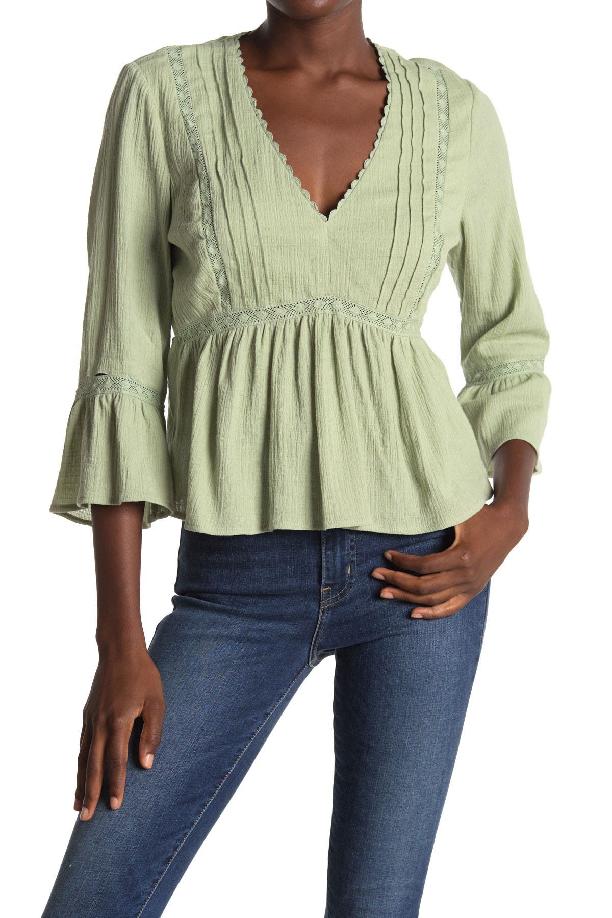 All in Favor V-Neck Bell Sleeve Peplum Top | Nordstromrack
