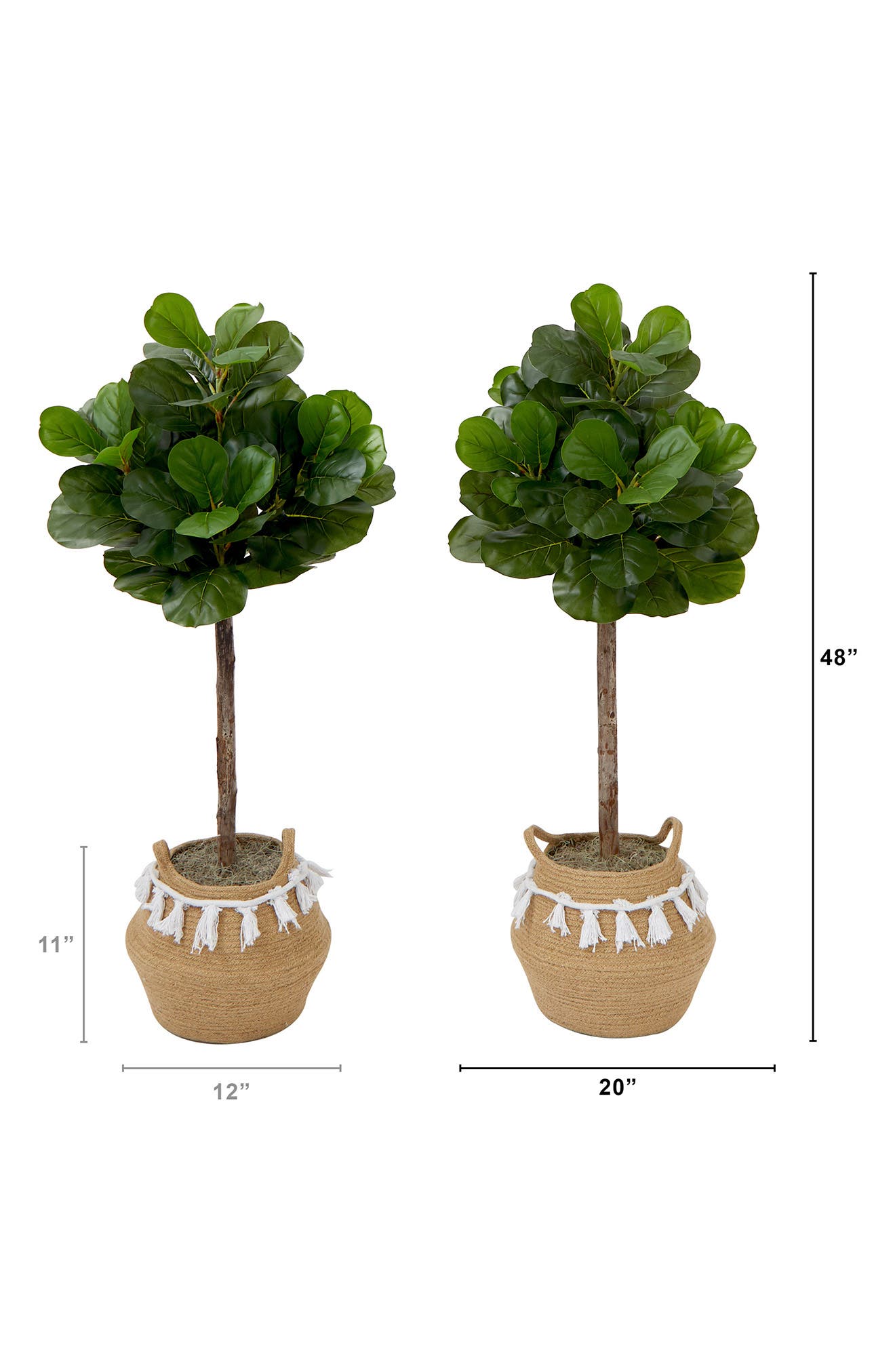 NEARLY NATURAL Set of 2 Fiddle Leaf Fig Tree DIY Artificial Plants in ...