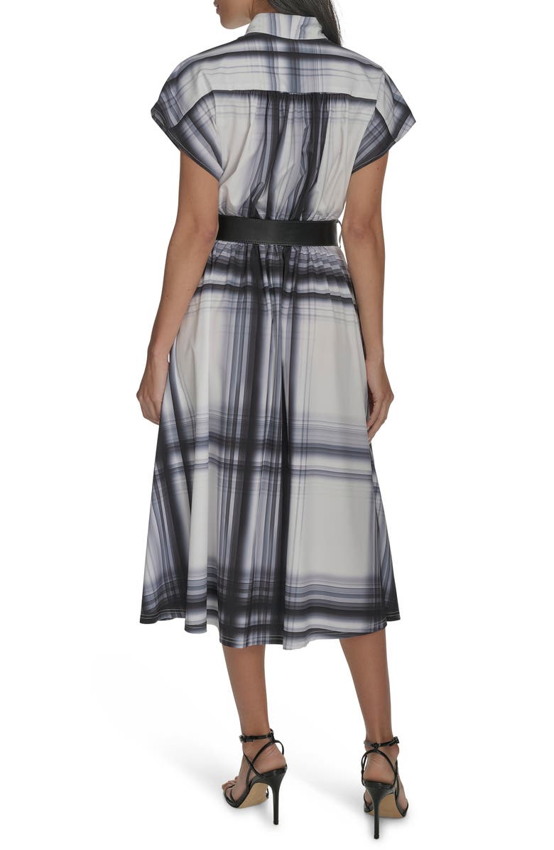 Calvin Klein Windowpane Short Sleeve Fit & Flare Midi Dress | Nordstromrack