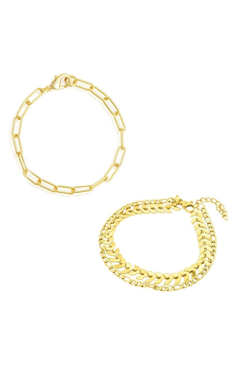 Adornia Figaro Fishtail and Paper Clip Chain Bracelet Set | Nordstromrack