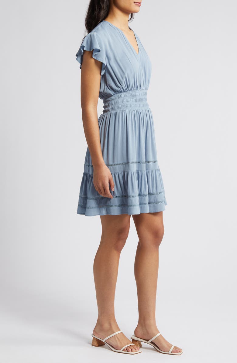 Rachel Parcell Shirred Waist Flutter Sleeve Minidress | Nordstromrack