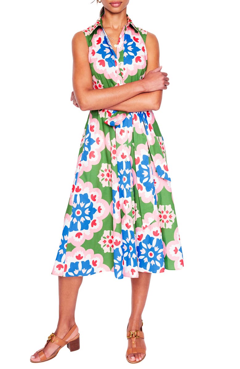Boden Amy Geometric Floral Sleeveless Midi Shirtdress | Nordstrom